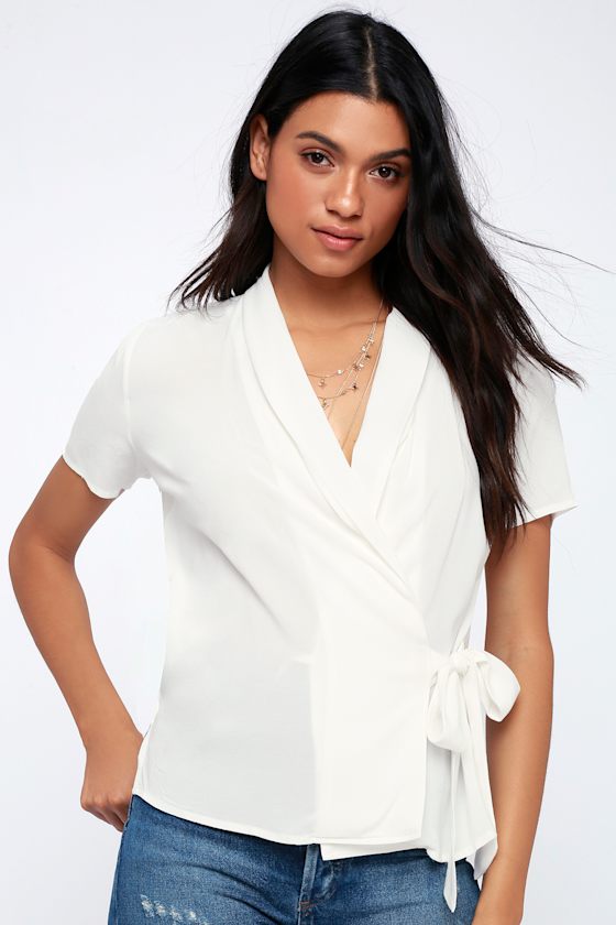 First Monday Top - Off-White Top - Wrap Top - Lapel Top - Lulus