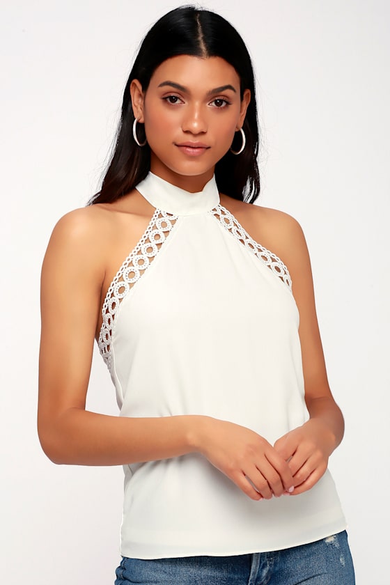 Cute White Top - Halter Top - White Crochet Lace Top - Lulus