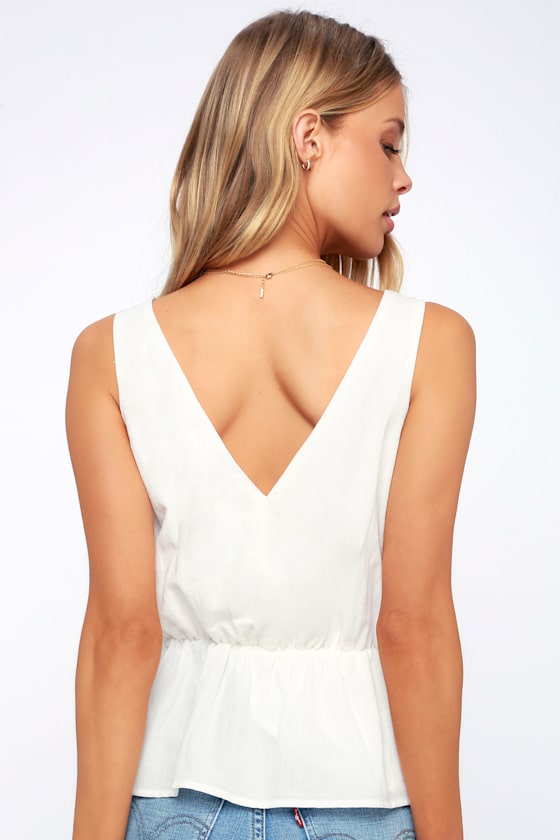Adelyn Rae Landra - White Sleeveless Top - Tie-Front Top - Lulus