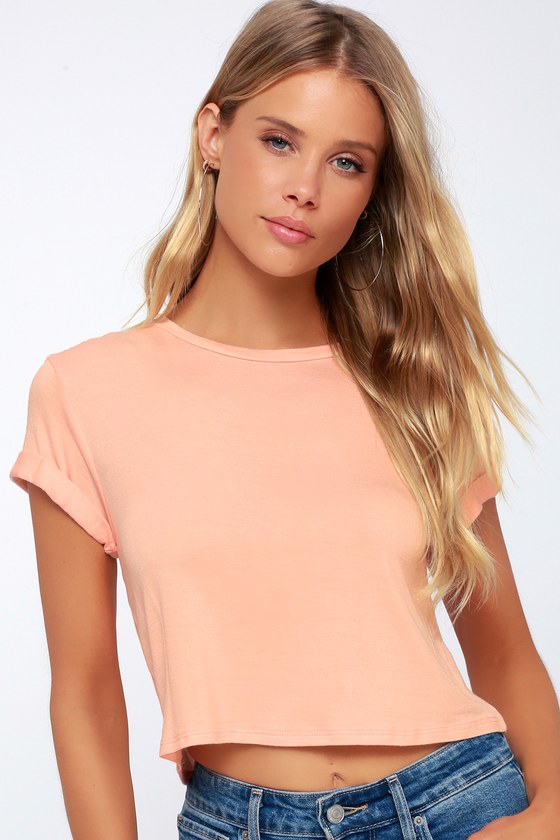 Cute Blush Pink Crop Top Cropped Tee Basic Tee Lulus
