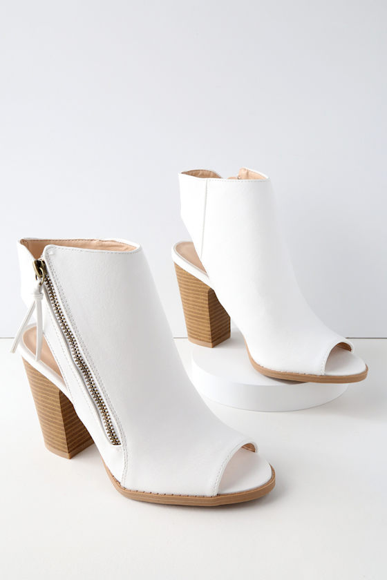 Cool Peep-Toe Booties - White Booties - Ankle Booties - Lulus