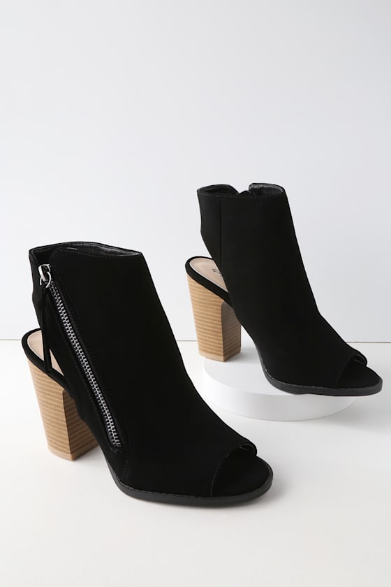 Cool Peep-Toe Booties - Black Booties - Ankle Booties - Lulus