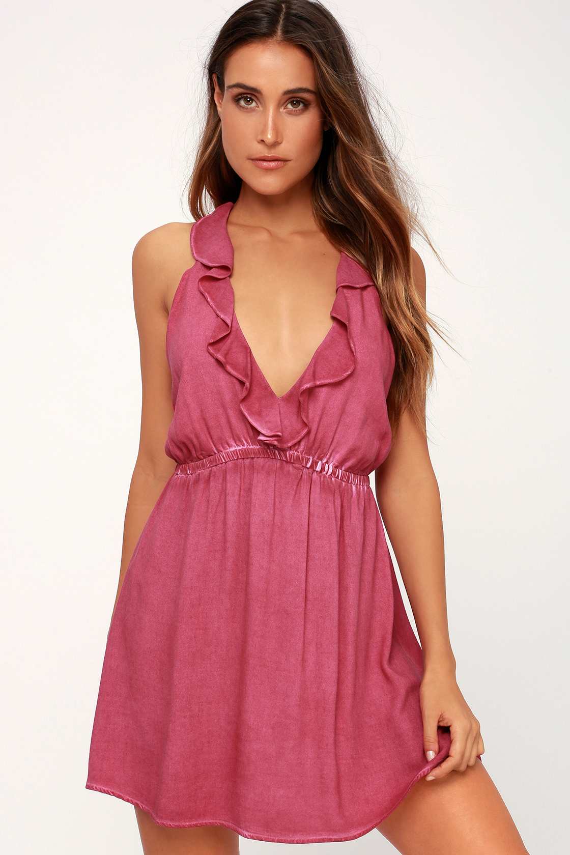 On the Road Newport Dress - Berry Pink Dress - Ruffled Dress - Lulus