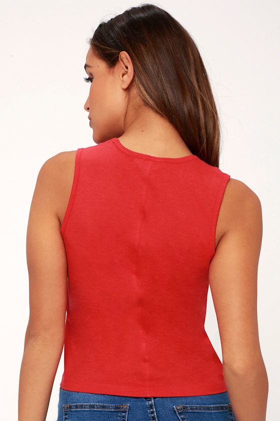 Cute Red Top - Crop Top - Knotted Top - Workout Top - Lulus
