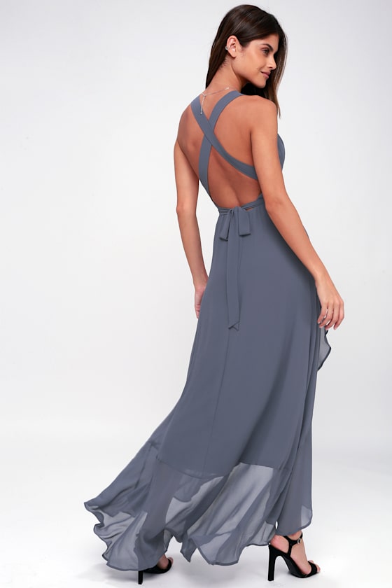 Chic Denim Blue Dress Convertible Dress High Low Dress Lulus