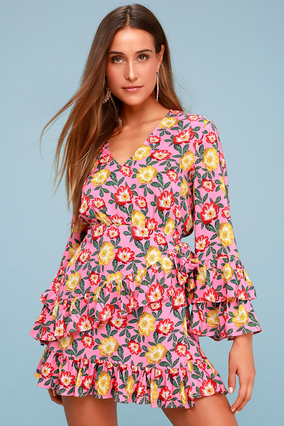 The Fifth Label Reunion - Pink Floral Print Wrap Mini Skirt - Lulus