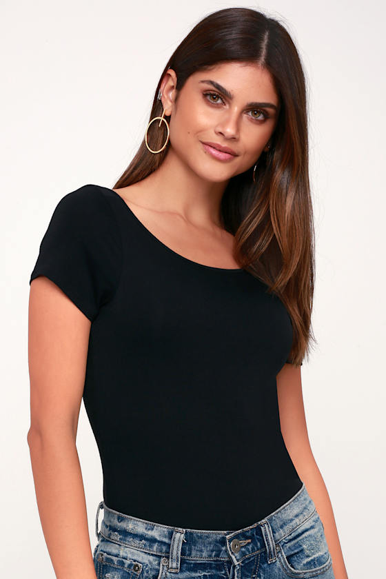 Cute Black Bodysuit - Short Sleeve Bodysuit - Black Bodysuit - Lulus