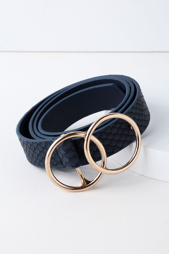 Cool Navy Blue Belt - Snake Embossed Belt - Vegan Leather Belt - Lulus