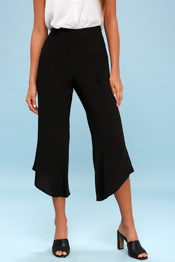 Chic Black Culottes - Black Cropped Pants - Black Wide Leg Pants - Lulus