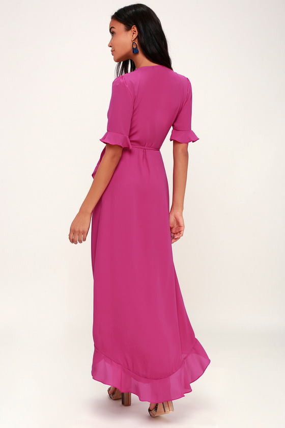 Cute Magenta Dress Magenta High Low Dress Magenta Wrap Dress Lulus