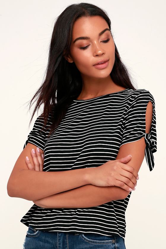 Cute Striped Tee - Black and White Tee - Striped Basic Tee - Lulus