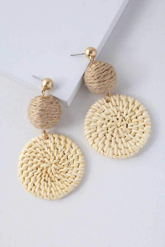 Cute Round Earrings - Cream Earrings - Woven Earrings - Lulus