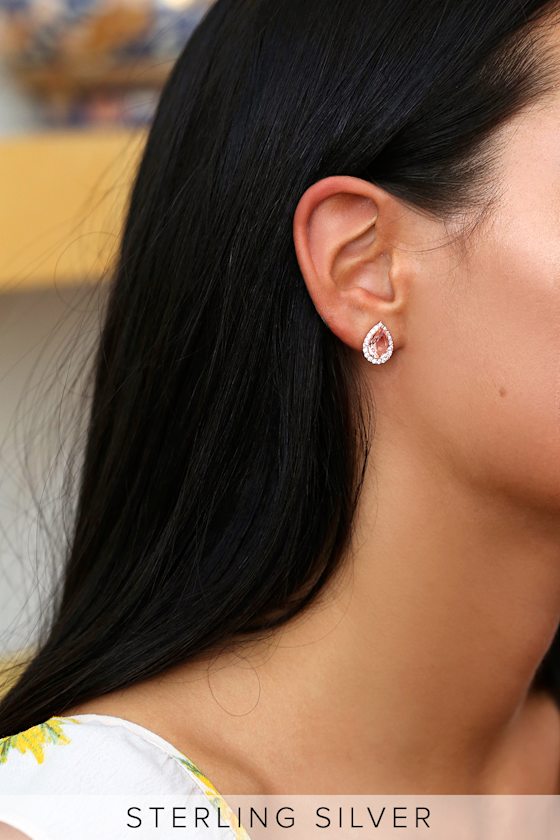 Stunning Rose Gold Earrings - Pink Rhinestone Earrings - Lulus