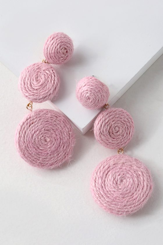Cute Pink Earrings - Woven Earrings - Circle Earrings - Lulus