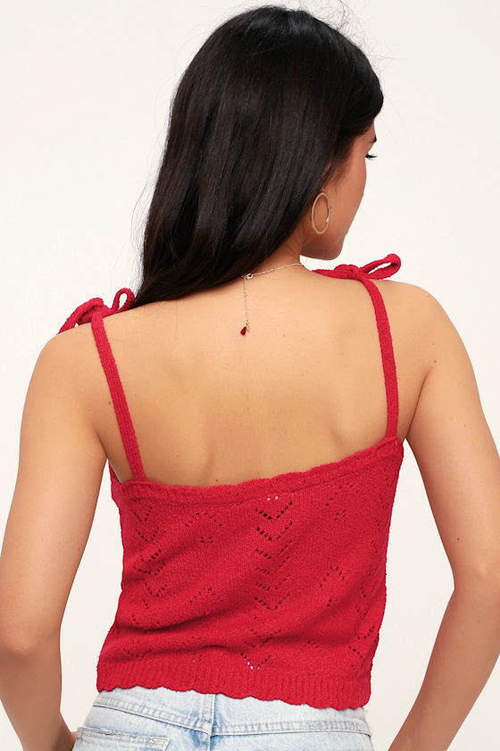 Cool Red Tank Top - Red Knit Tank Top - Red Pointelle Tank Top - Lulus
