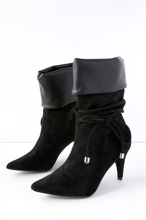 Cute Black Boots - Mid Calf Boots - Vegan Suede Boots - Lulus