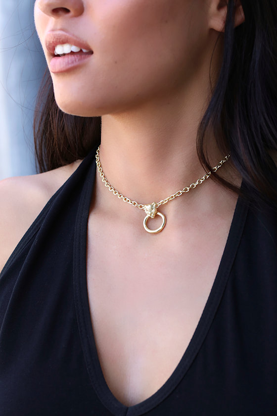 Cute Gold Necklace - Choker Necklace - Jungle Cat Necklace - Lulus
