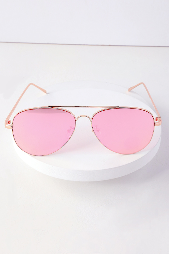 Cool Gold and Pink Mirrored Aviator Sunglasses - Pink Aviators - Lulus