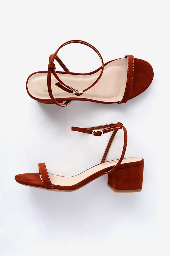 Chic Rust Heels - 90s Shoes - Vegan Heels - Suede Heels - Lulus