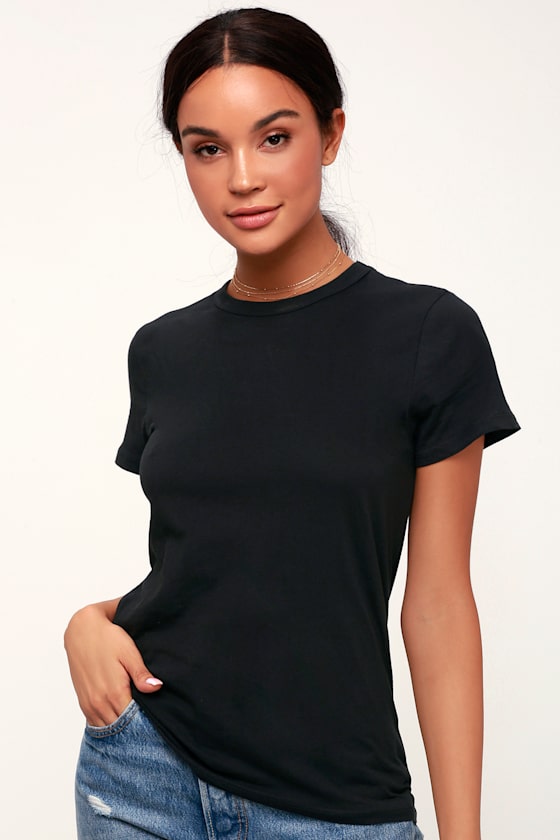 Z Supply The Core Crew Tee - Black Tee Shirt - Basic Tee Shirt - Lulus