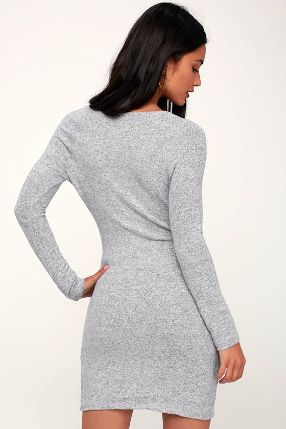 Free People Ginger - Heathered Navy blue Dress - Tie-Front Dress - Lulus