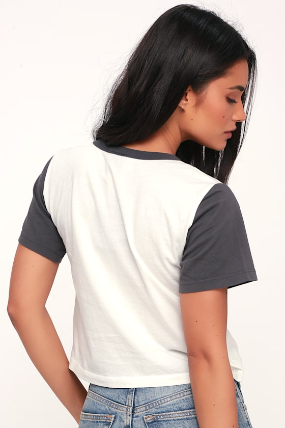 Cute Crop Tee - Ringer Tee - White and Grey Tee - Tee Shirt - Lulus