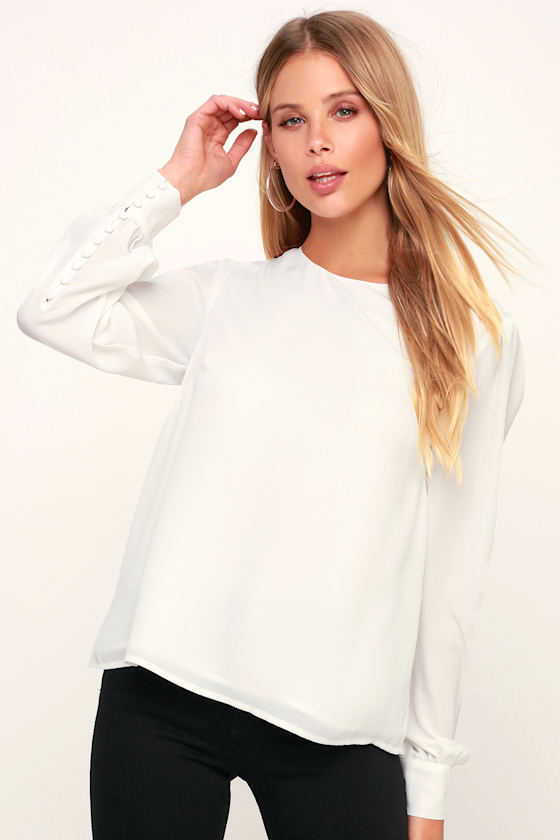 Chic White Top - White Long Sleeve Top - Long Sleeve Blouse - Lulus
