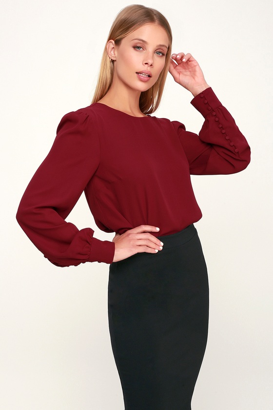 Chic Burgundy Top Long Sleeve Top Long Sleeve Blouse Lulus