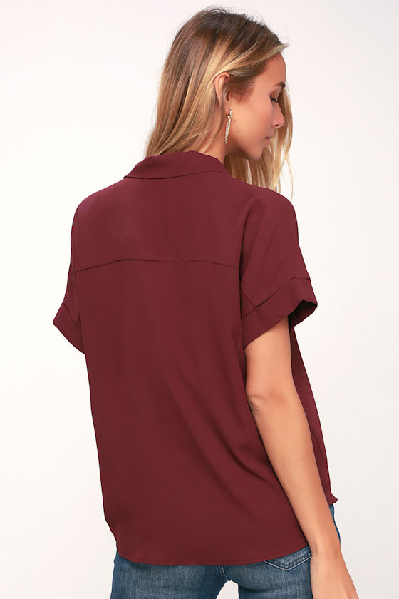 Chic Purple Top - Short Sleeve Top - Blouse - Office Chic Top - Lulus