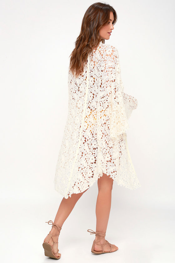 Free People Move Over Robe - Ivory Lace Robe - Lace Swim Cover-Up - Lulus