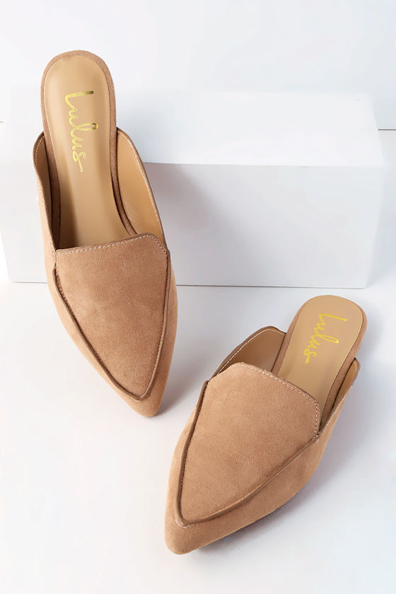Chic Camel Suede Loafer Slides - Slip-On Loafers - Flats - Lulus