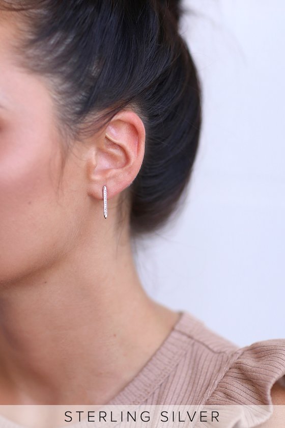 Stunning Rose Gold Rhinestone Earrings - Sterling Silver Earrings - Lulus