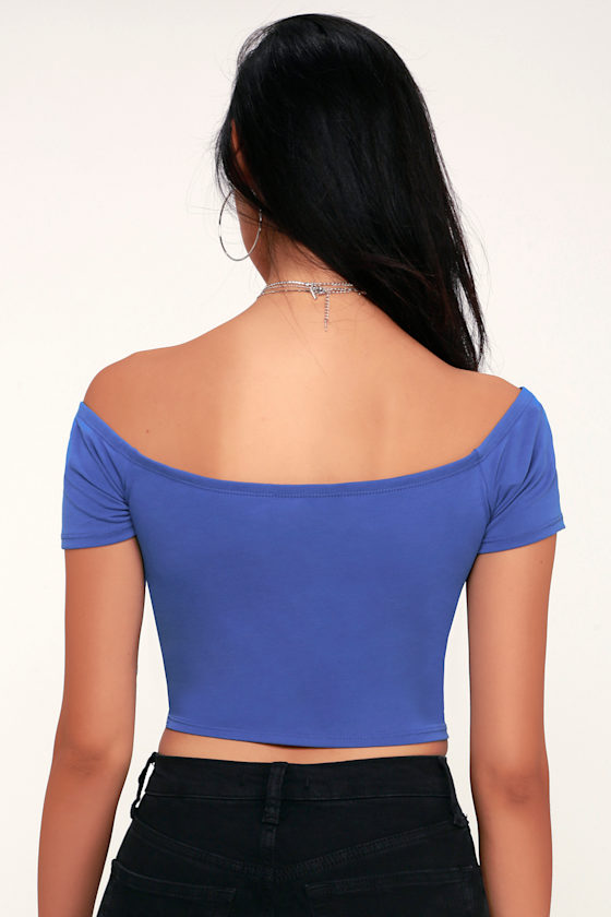 Cute Blue Top - Crop Top - Surplice Top - Short Sleeve Top - Lulus