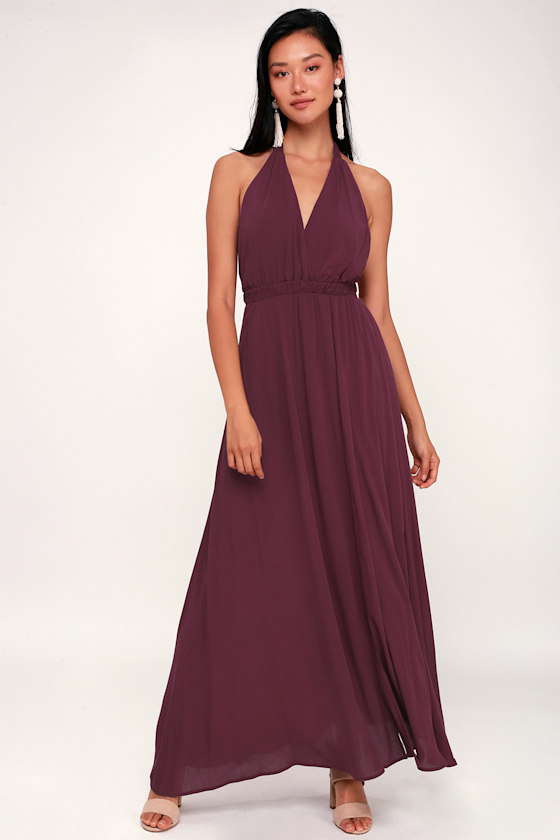 Plum Purple Dress - Halter Dress - Maxi Dress - Casual Maxi Dress - Lulus