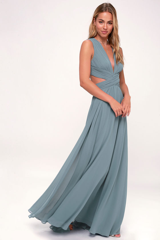 Lovely Slate Blue Dress - Cutout Maxi Dress - Blue Maxi Dress - Lulus