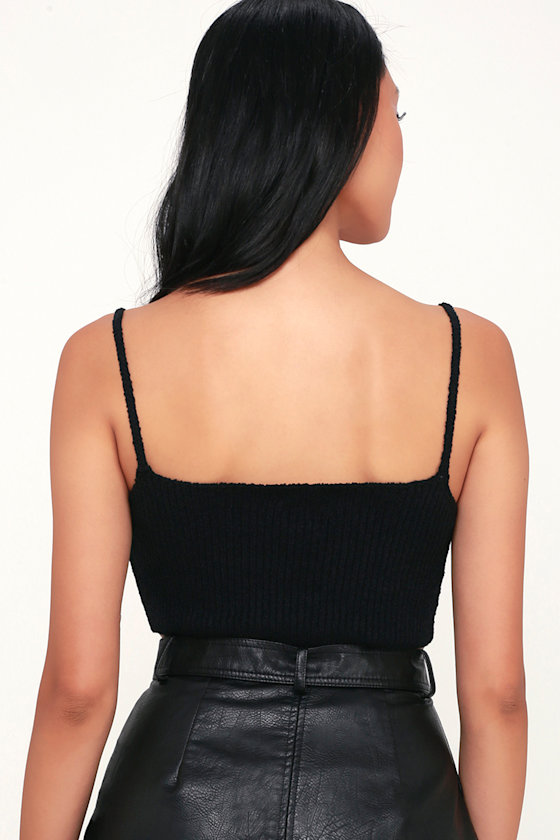 Cute Black Tank Top - Knit Tank Top - Crop Top - Cropped Tank - Lulus