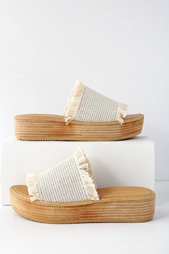 Tony Bianco Ebony - Black and White Slides - Platform Slides - Lulus