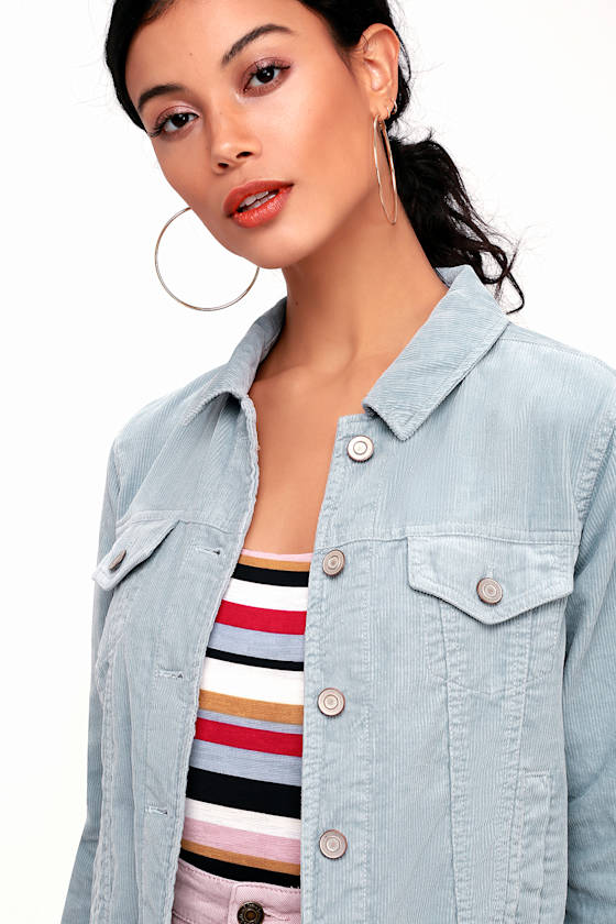 Cute Light Blue Jacket - Blue Cord Jacket - Corduroy Jacket - Lulus