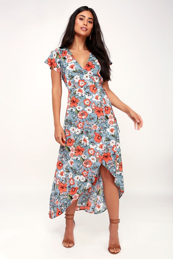 Sage the Label Hazel - Floral Print Wrap Dress - High-Low Dress - Lulus