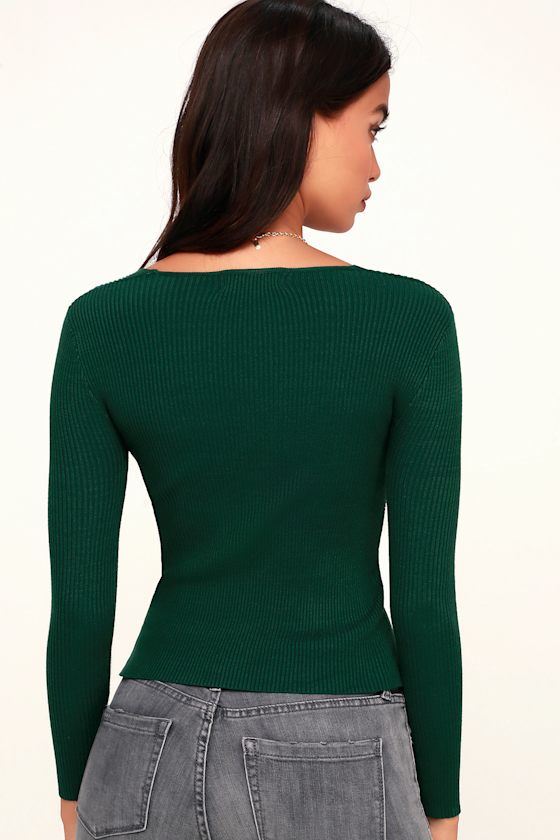 Cute Knotted Top - Hunter Green Top - Long Sleeve Top - Lulus
