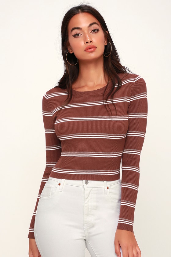 Cute Sweater Top Striped Sweater Top Cropped Sweater Top Lulus