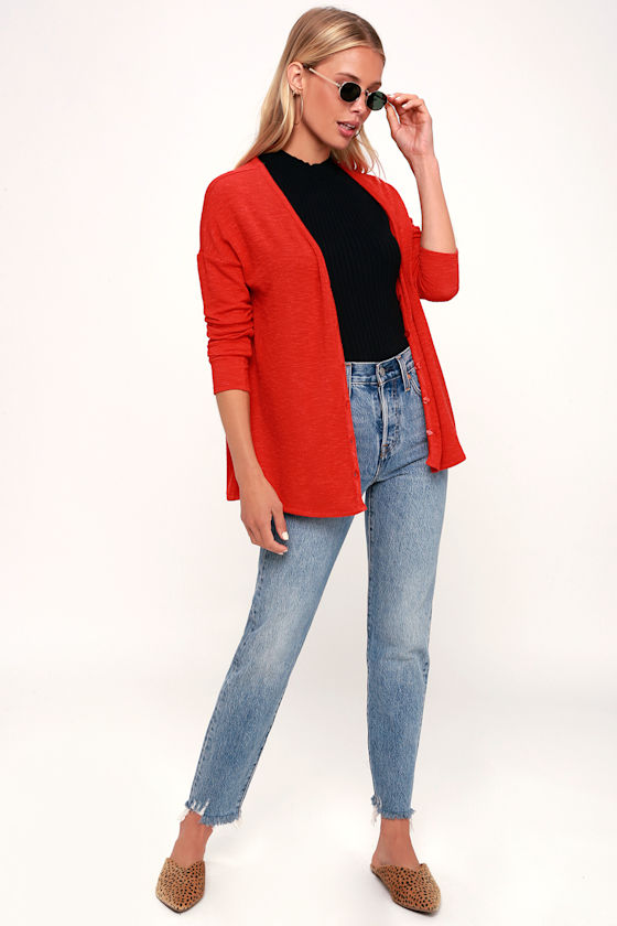 Cute Red Sweater Top - Red Cardigan - Button-Up Sweater - Red Top - Lulus