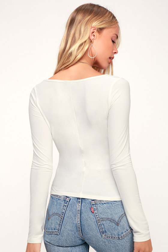 Chic White Top - White Long Sleeve Top - White Top - Ruched Top - Lulus