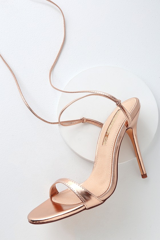 Sexy Rose Gold Lace Up Heels Lace Up Heels Lace Up Stilettos Lulus