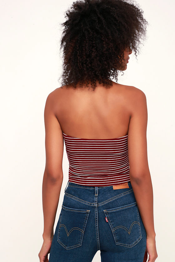 Cute Tube Top - Striped Tube Top - Burgundy and White Tube Top - Lulus