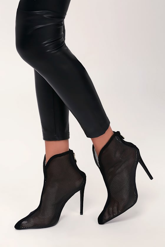 Chic Black Boots - Mesh Boots - High Heel Ankle Booties - Lulus