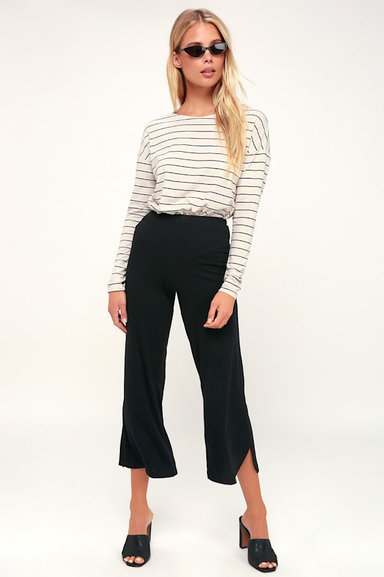 Cute Black Pants - Wide Leg Pants - Cropped Pants - Culottes - Lulus
