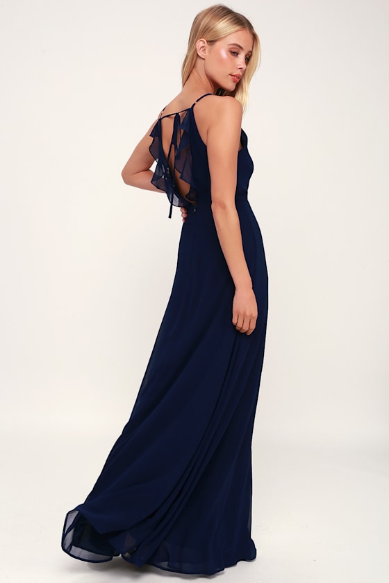Cute Navy Blue Maxi Dress - Backless Maxi Dress - Navy Blue Dress - Lulus