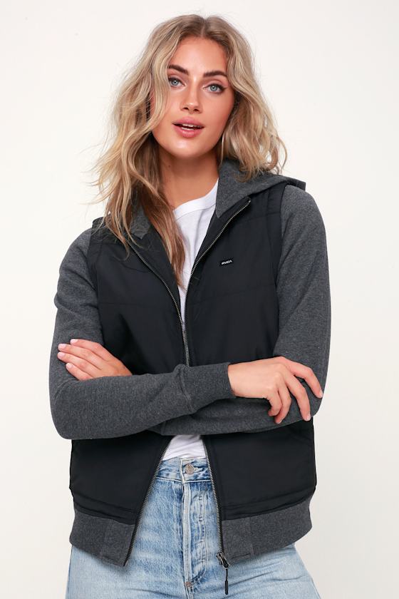 RVCA Eternal - Hooded Jacket - Black Jacket - Quilted Jacket - Lulus