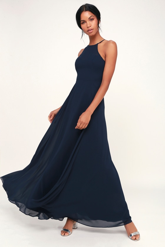 Glam Navy Blue Maxi Dress Sweetheart Maxi Dress Blue Gown Lulus